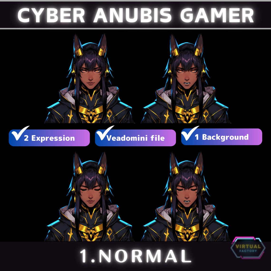 Premade Pngtuber Model Anubis Male Vtuber Model Dog Boy PNG Vtuber ...