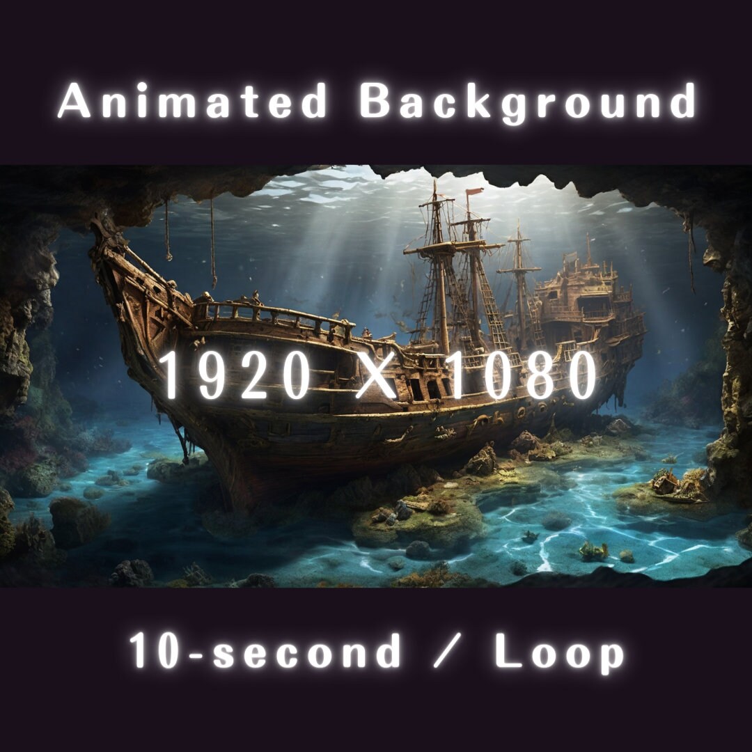 Animated Background Sunken Pirate Ship Underwater for Streaming on OBS ...