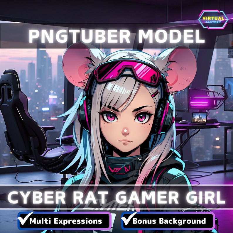 Premade Pngtuber Model Rat Girl Vtuber Model Female PNG Vtuber Avatar ...
