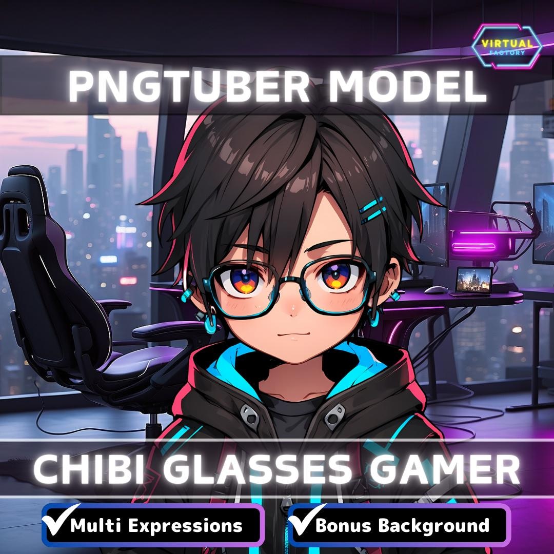 Premade Pngtuber Model Chibi Glasses Boy Vtuber Model Cute Male PNG ...