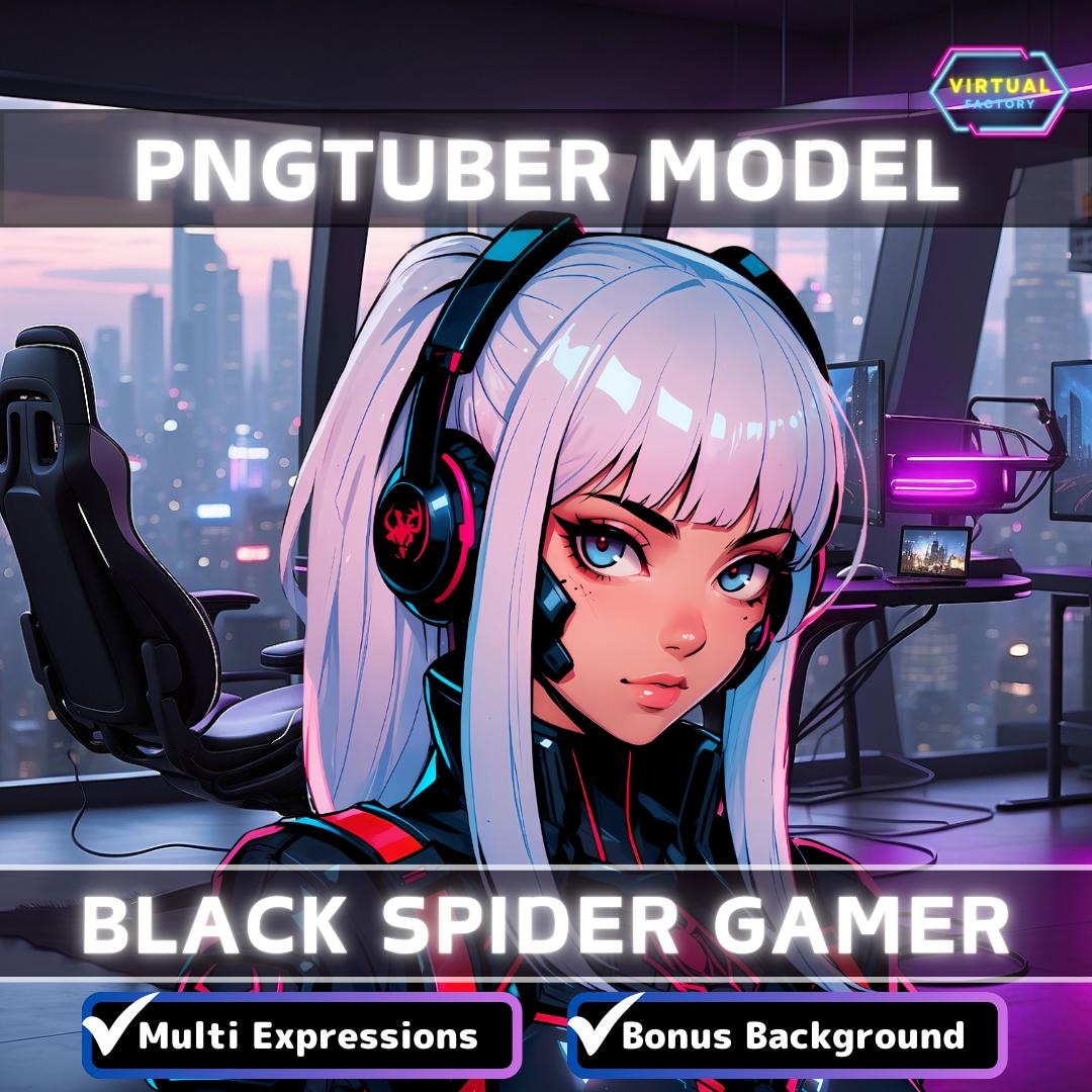 Premade Pngtuber Model Black Spider Girl Vtuber Model Cute Female PNG ...