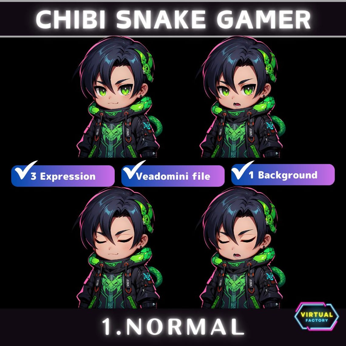 Premade Pngtuber Model Chibi Snake Boy Vtuber Model Cute Male PNG ...