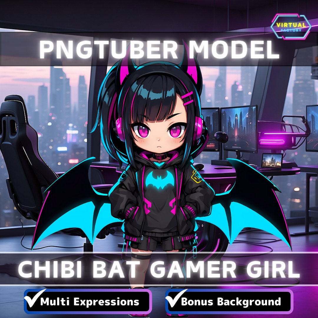 Premade Pngtuber Model Chibi Bat Girl Vtuber Model Cute Female PNG ...