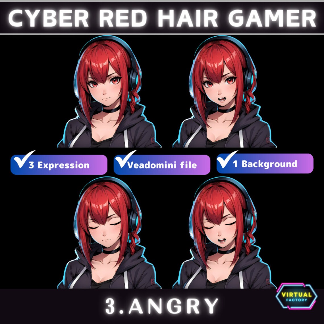 Premade Pngtuber Model Red Hair Girl Vtuber Model Female PNG Vtuber ...