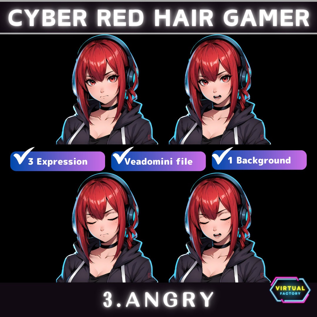 Premade Pngtuber Model Red Hair Girl Vtuber Model Female PNG Vtuber ...