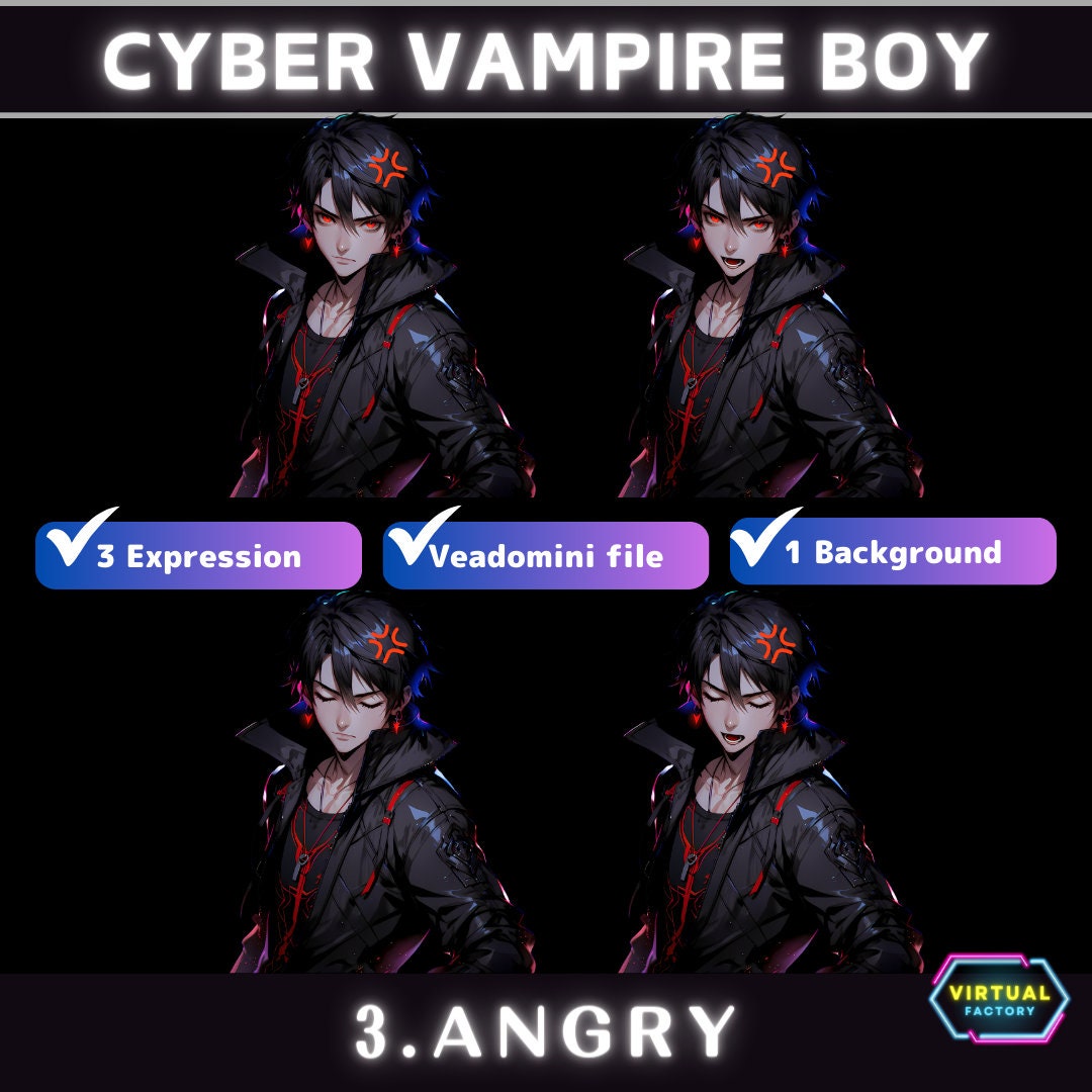 Premade Pngtuber Model Vampire Boy Vtuber Model Male PNG Vtuber Avatar ...