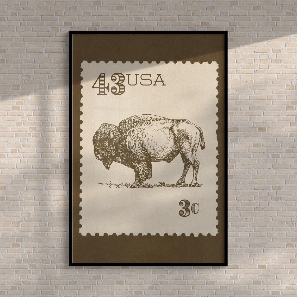 Vintage Buffalo Postage Stamp Print: Americana Bison Wall Art - Etsy