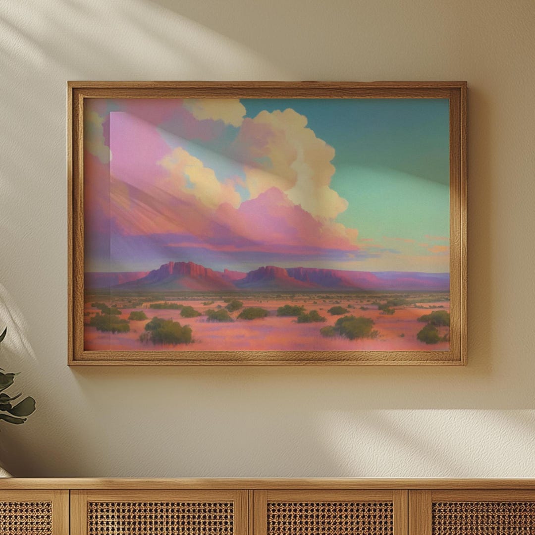 Texas Desert Print: Pastel Watercolor Southwestern Wall Art - Etsy