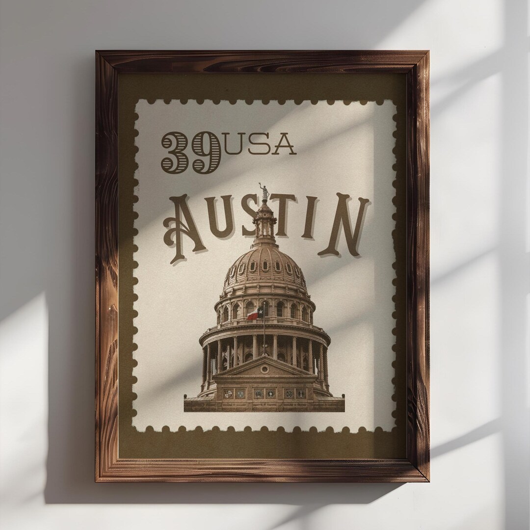 Austin Texas Capitol Building Postage Stamp Art Print - Etsy