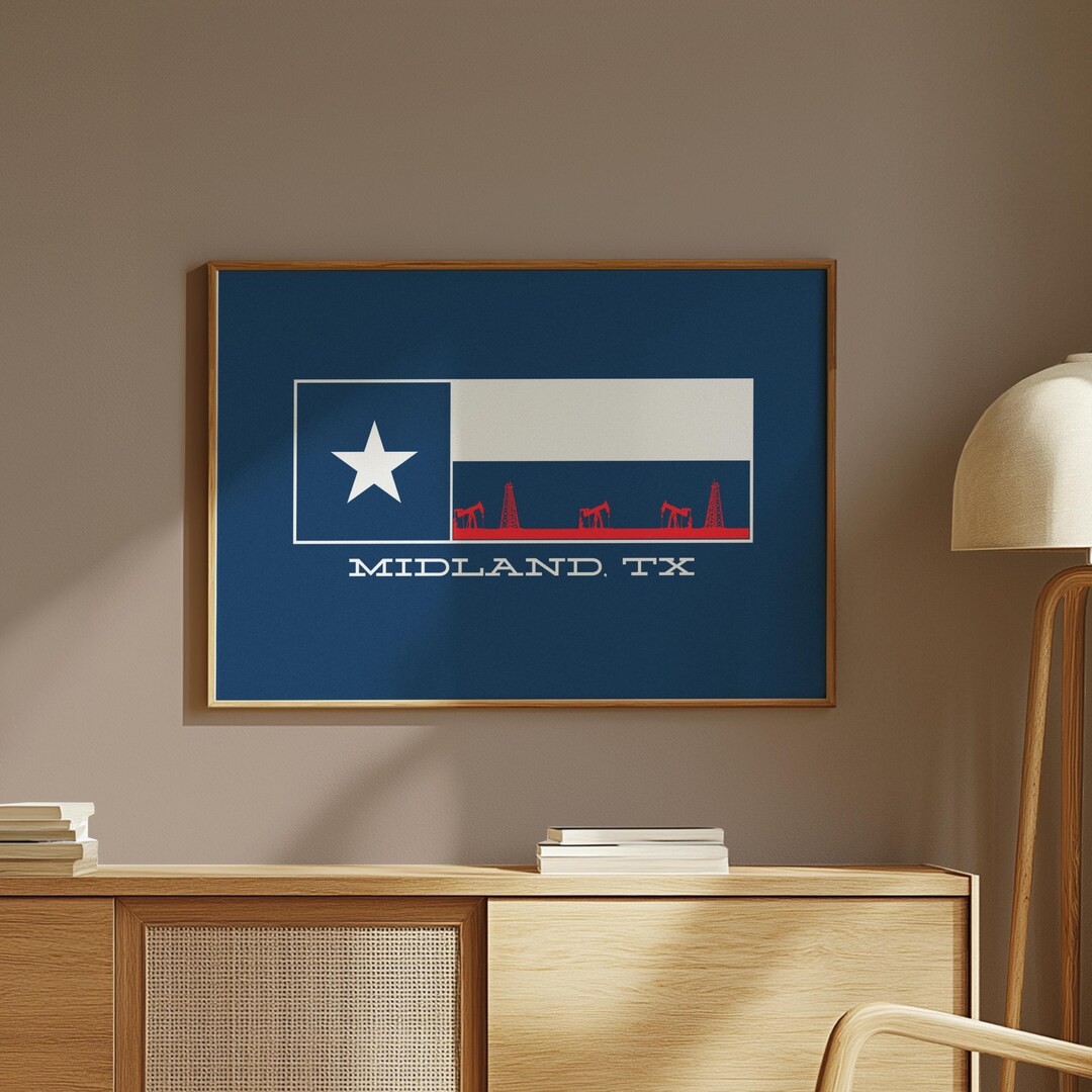 Midland Texas Flag Print: City Skyline Wall Art - Etsy