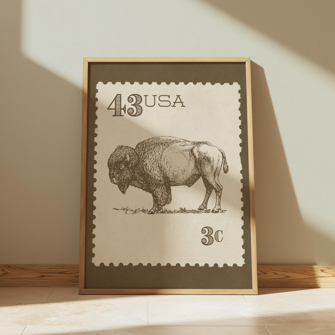 Vintage Buffalo Postage Stamp Print: Americana Bison Wall Art - Etsy