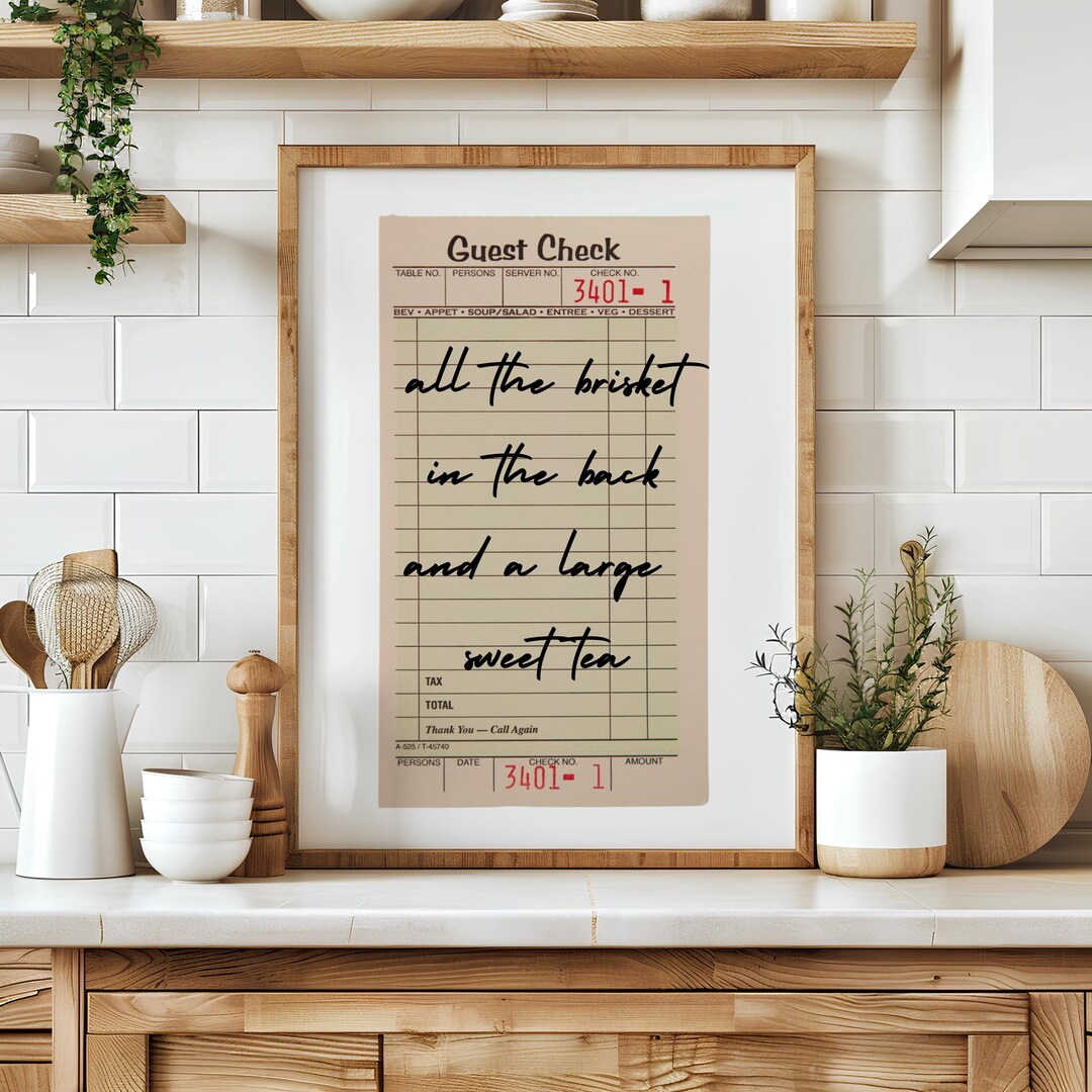 Brisket & Sweet Tea Receipt Print: BBQ Kitchen Wall Art - Etsy