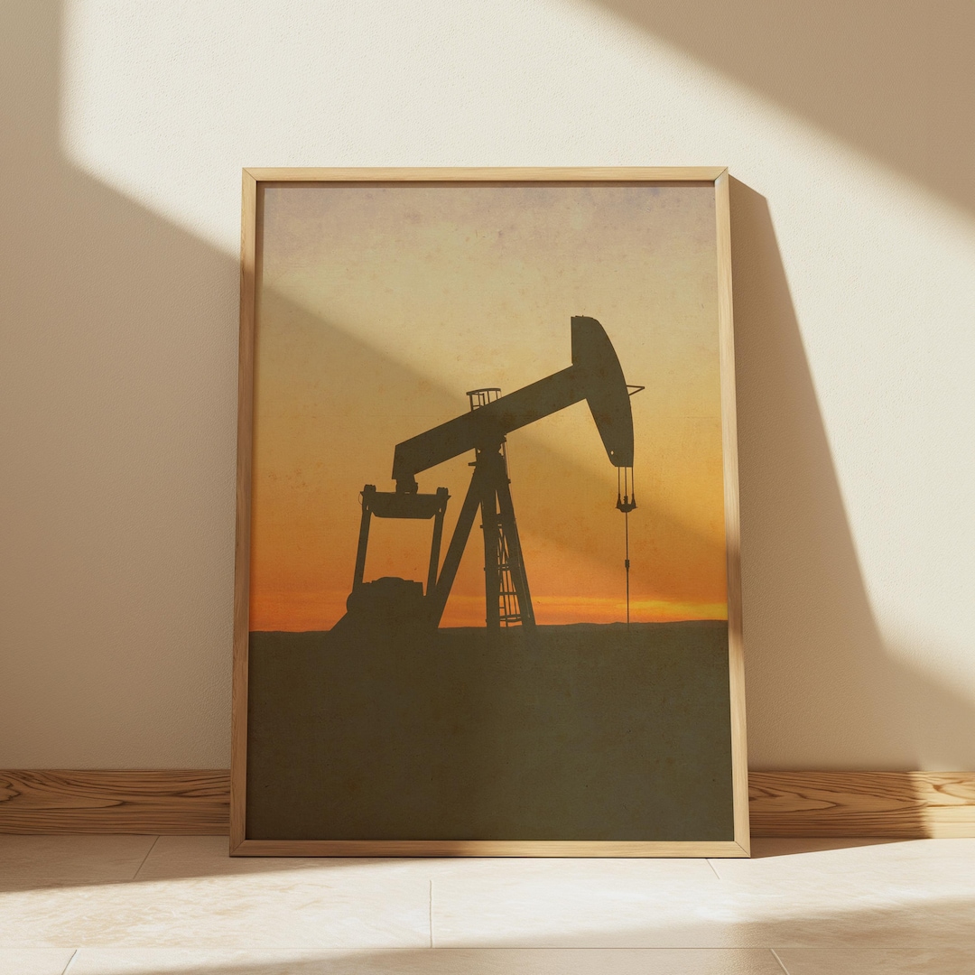Vintage Oil Rig Print, Texas Oil Field Poster, West Texas Wall Art ...