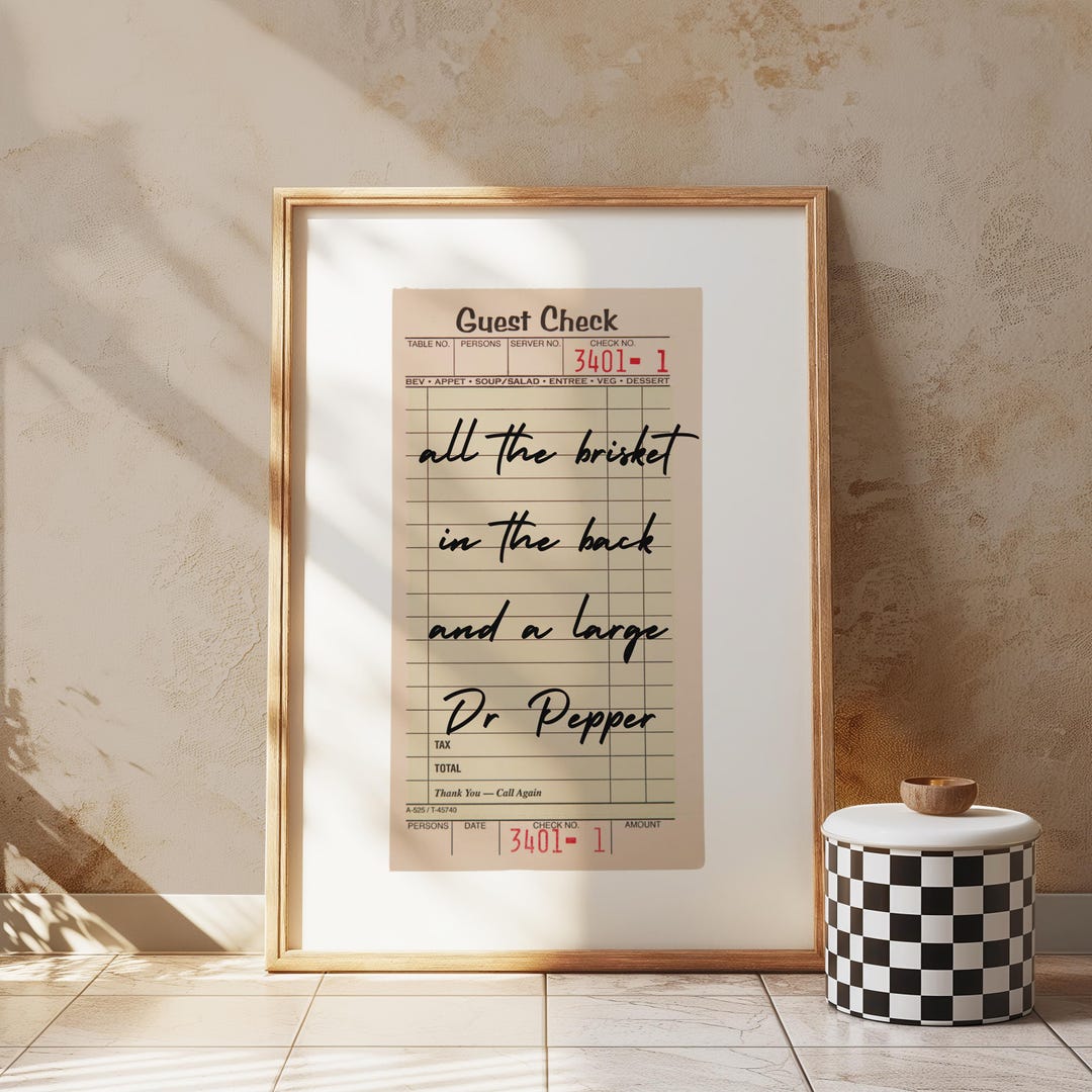 Brisket Order Receipt Wall Poster, BBQ Foodie Print, Kitchen Décor ...