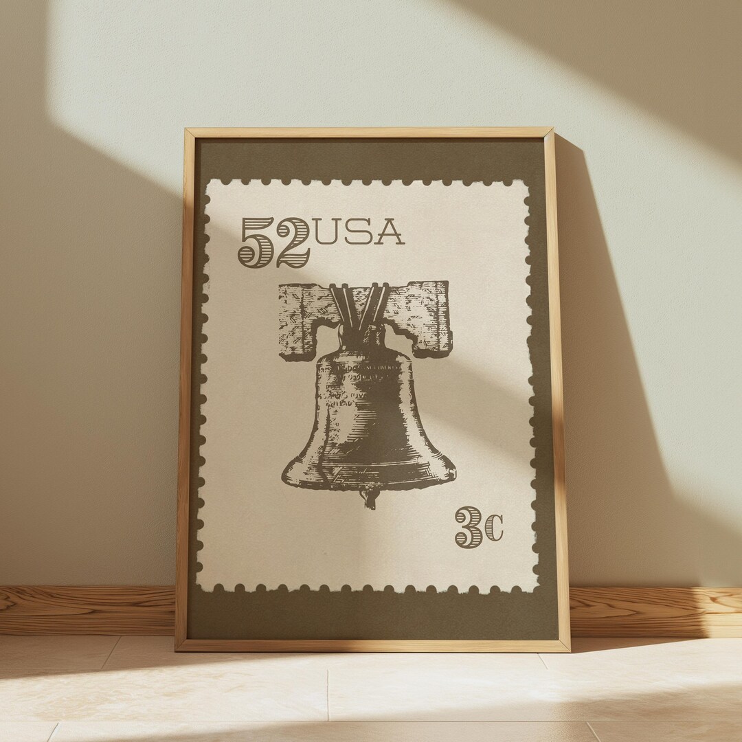 Vintage Liberty Bell Stamp Print: Historic Americana Wall Art - Etsy