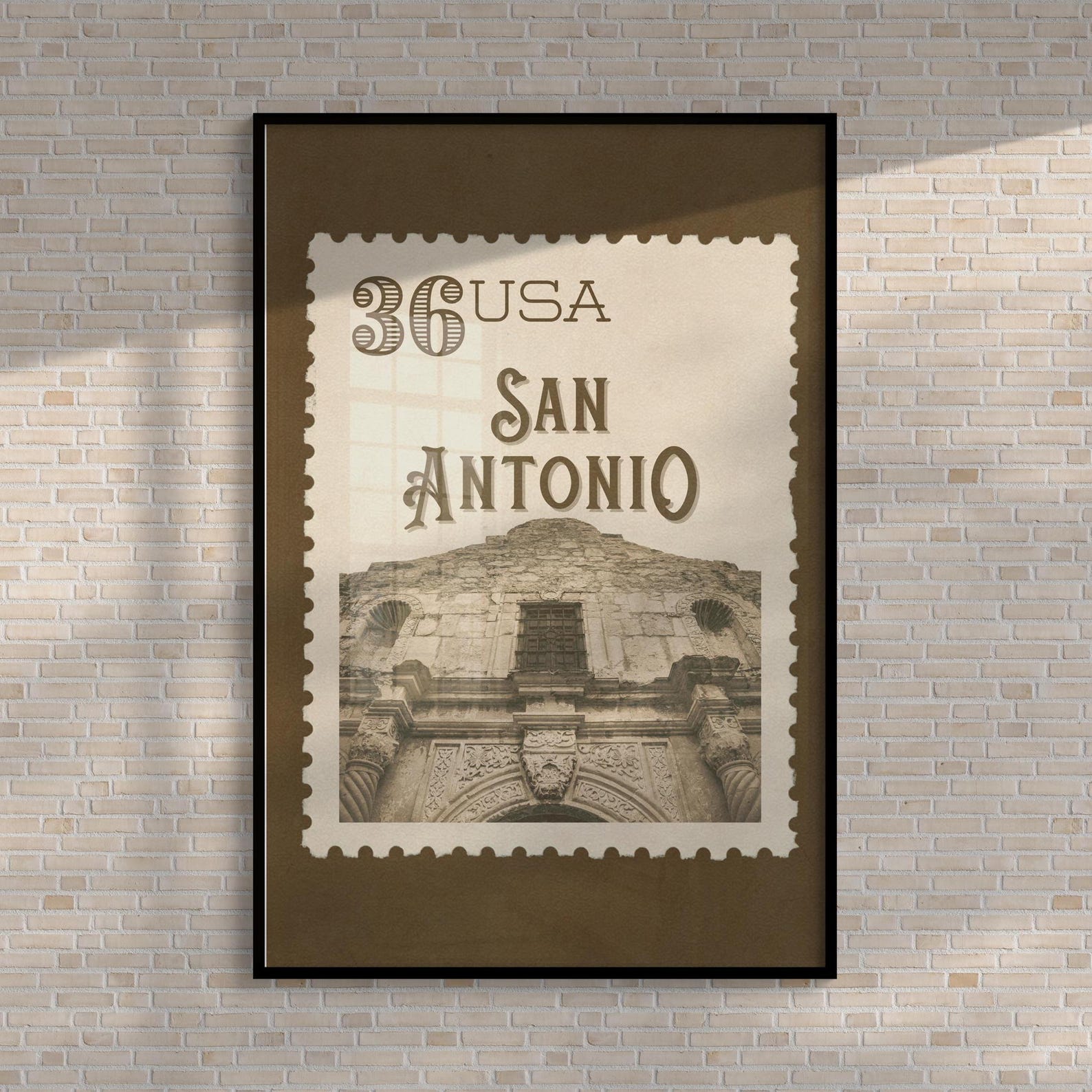 San Antonio Alamo Print: Vintage Texas Postage Stamp Art - Etsy