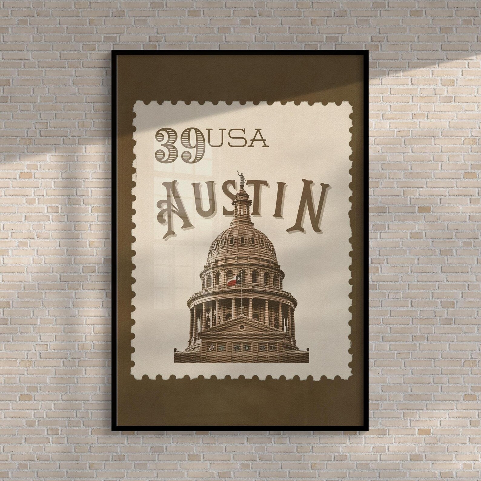 Austin Texas Capitol Building Postage Stamp Art Print - Etsy