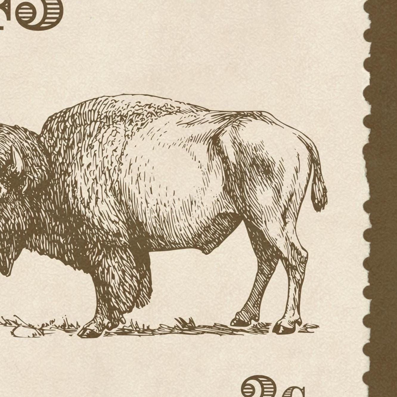 Vintage Buffalo Postage Stamp Print: Americana Bison Wall Art - Etsy