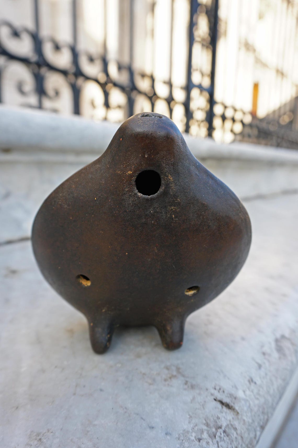 Peruvian Jaguar Ocarina / Clay Whistle Flute Otorongo / Hand Painted ...