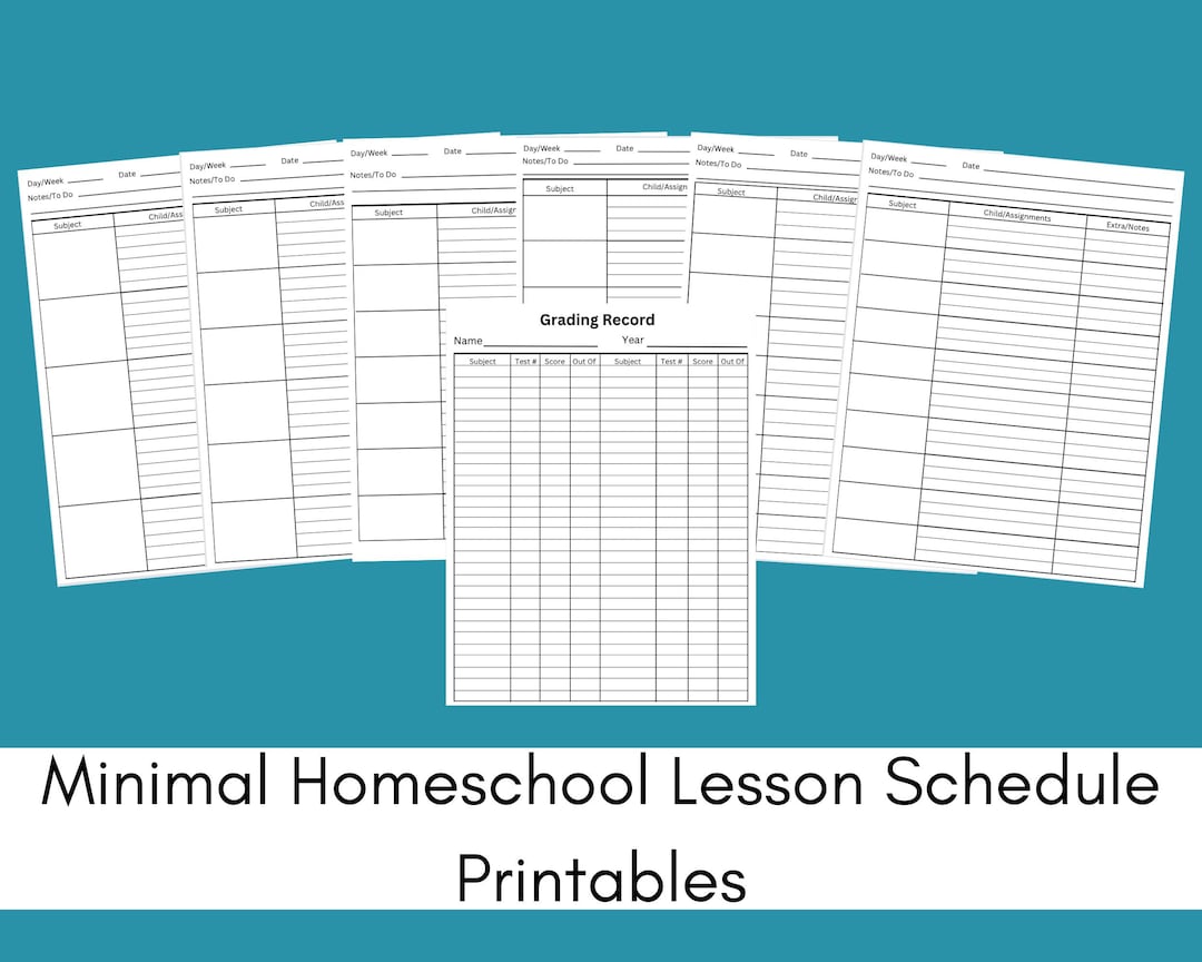 Minimal Homeschool Lesson Schedule & Grading Record Printables ...