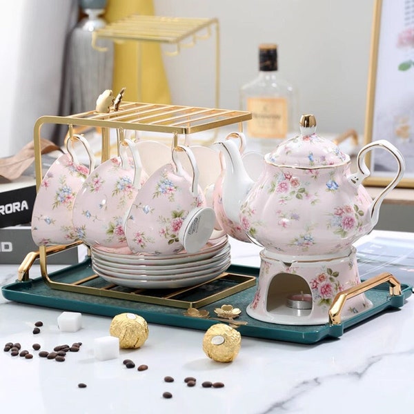 Vintage Pink Tea Set - Etsy