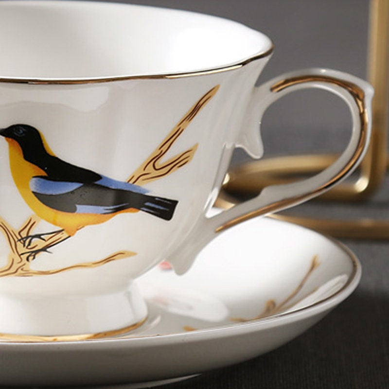 British Ceramic Coffee Set Light Luxury Afternoon Tea Set Ceramic Coffee Cup and Saucer European ...