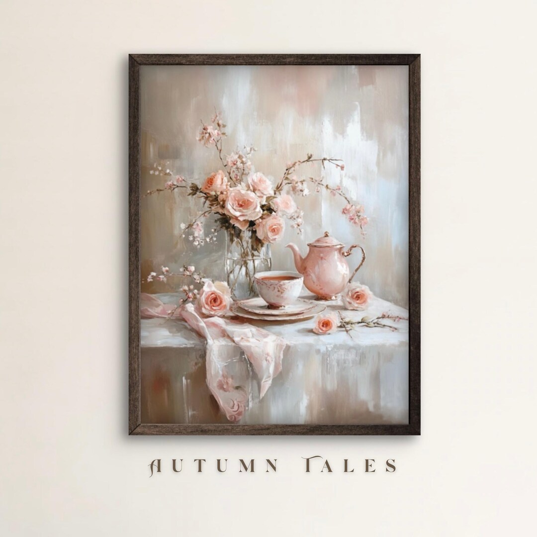 Pink Tea Time Wall Art Print, Digital Download, Teapot, Tea Cup & Pink ...