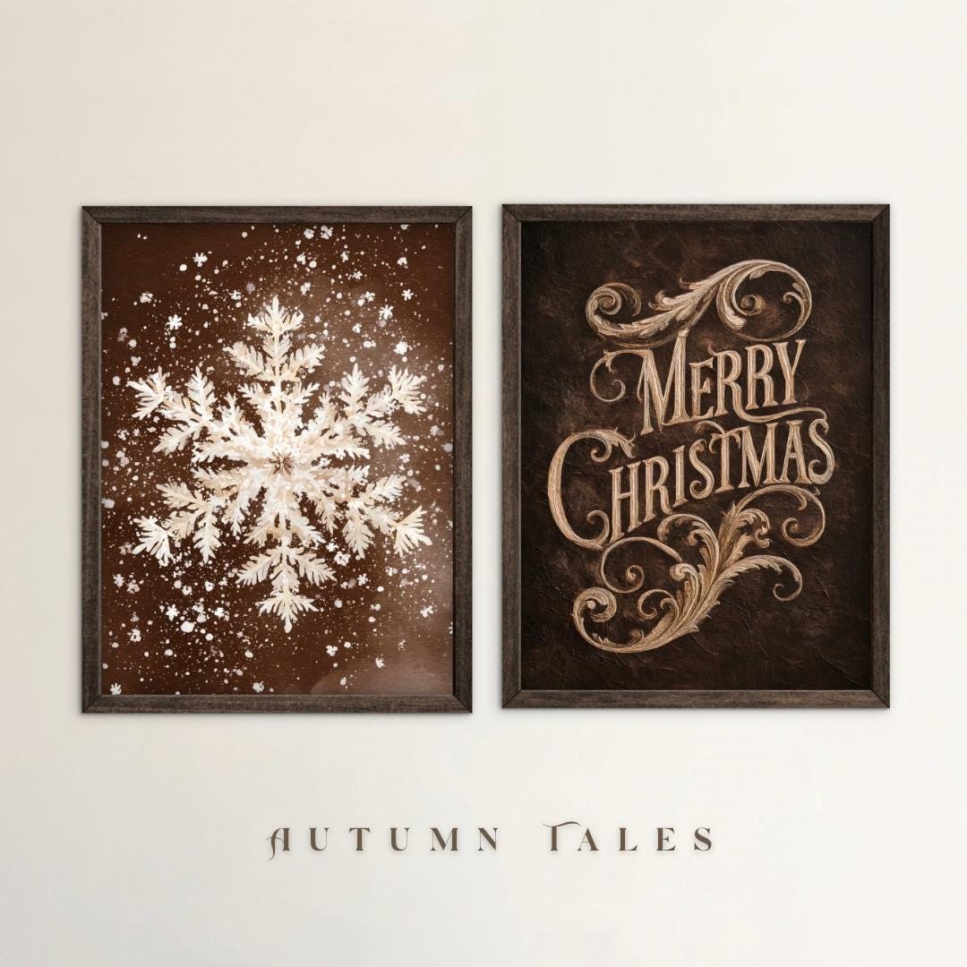 Set of 2 Printable Christmas Wall Art Print Holiday Bundle Art Gallery ...