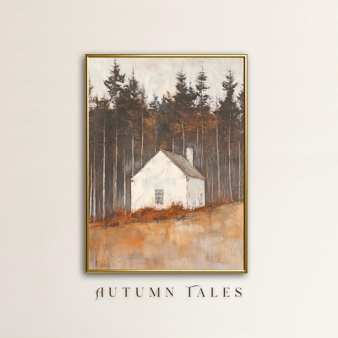 Vintage Cottage Barn Fall Wall Art Print, Rustic Autumn Winter ...