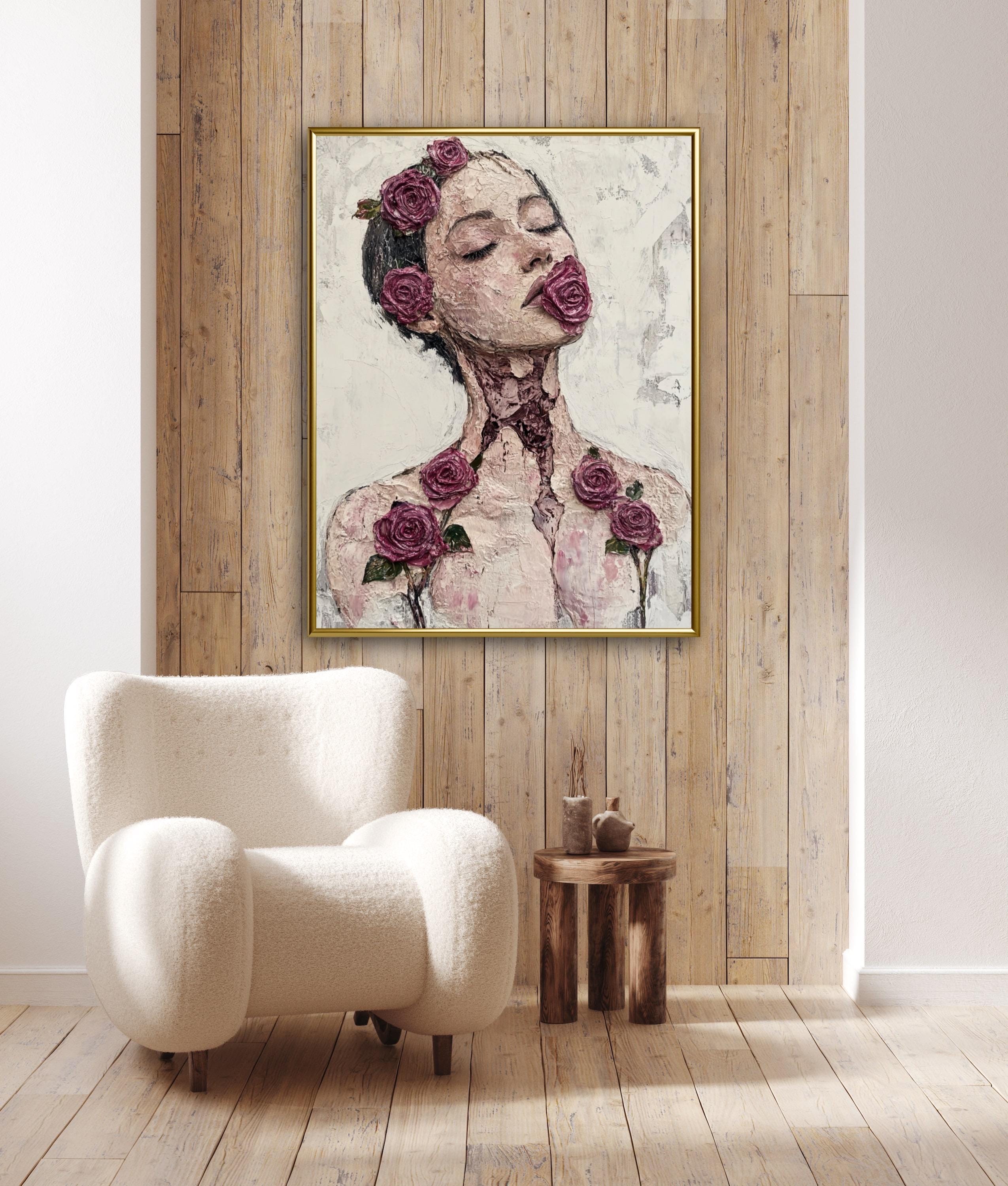 Breast Cancer Awarness Wall Art Print, Healing and Recover, Floral Girl ...