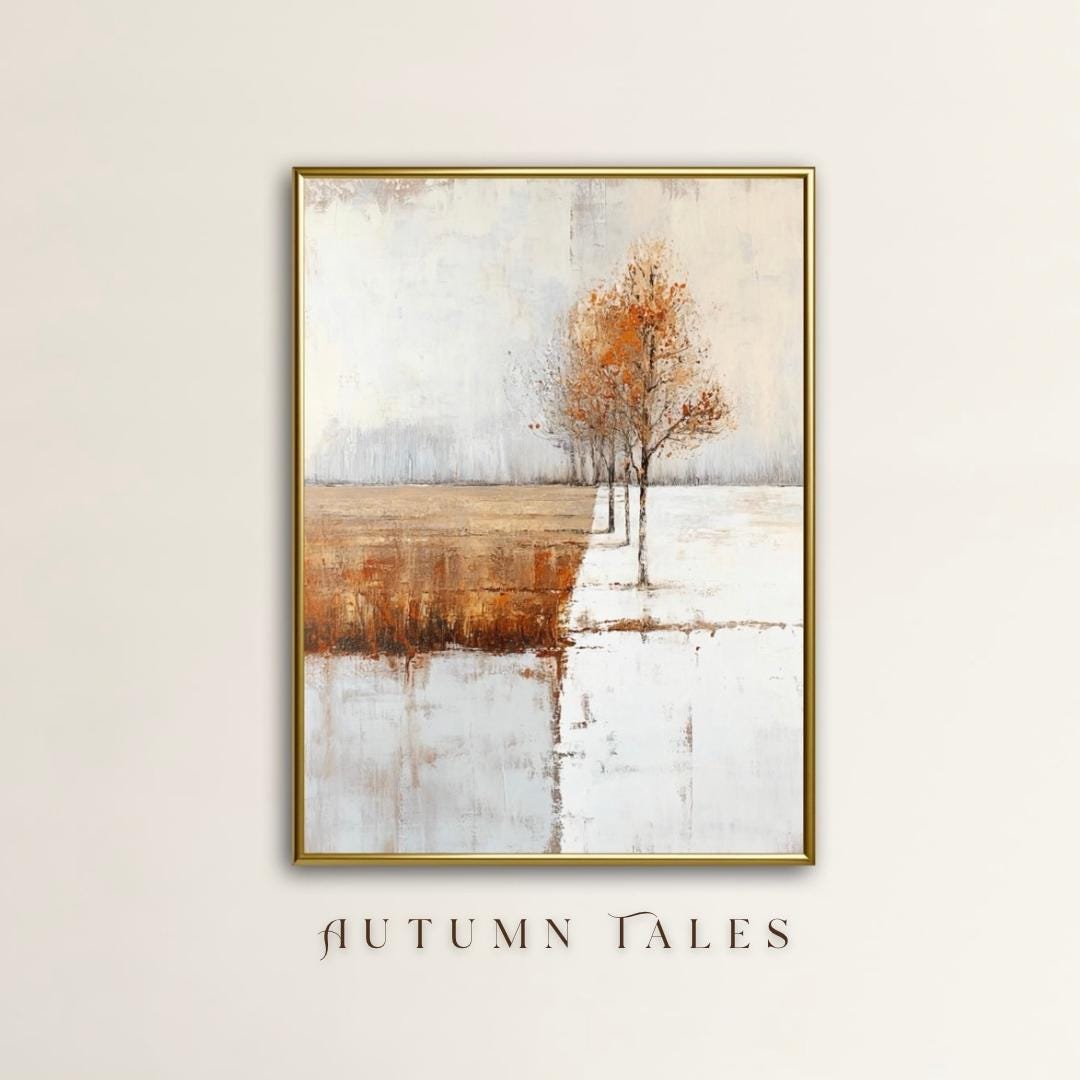 Modern Fall Wall Art Paiting | Abstract Farmhouse Autumn Landscape ...