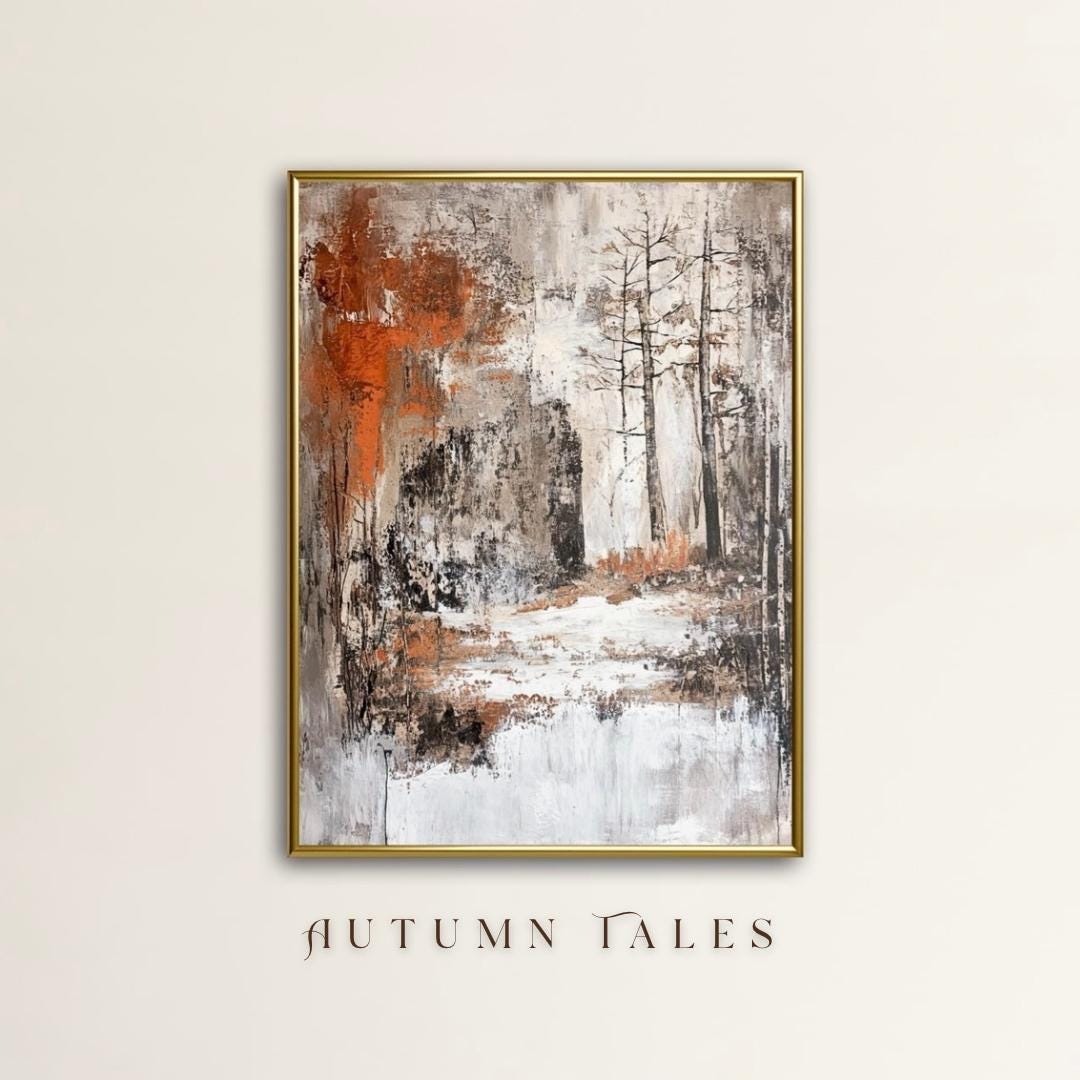 Modern Abstract Fall Winter Fall Art, Modern Farmhouse Decor, Black and ...