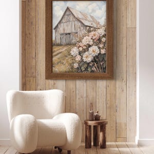 Vintage Barn and Spring Wildflowers Wall Art Print, Floral Spring ...