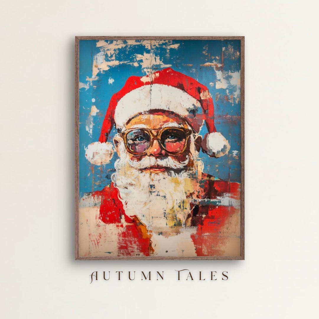 Pop Art Santa Claus Wall Art Print, Modern Contemporary Christmas Decor ...