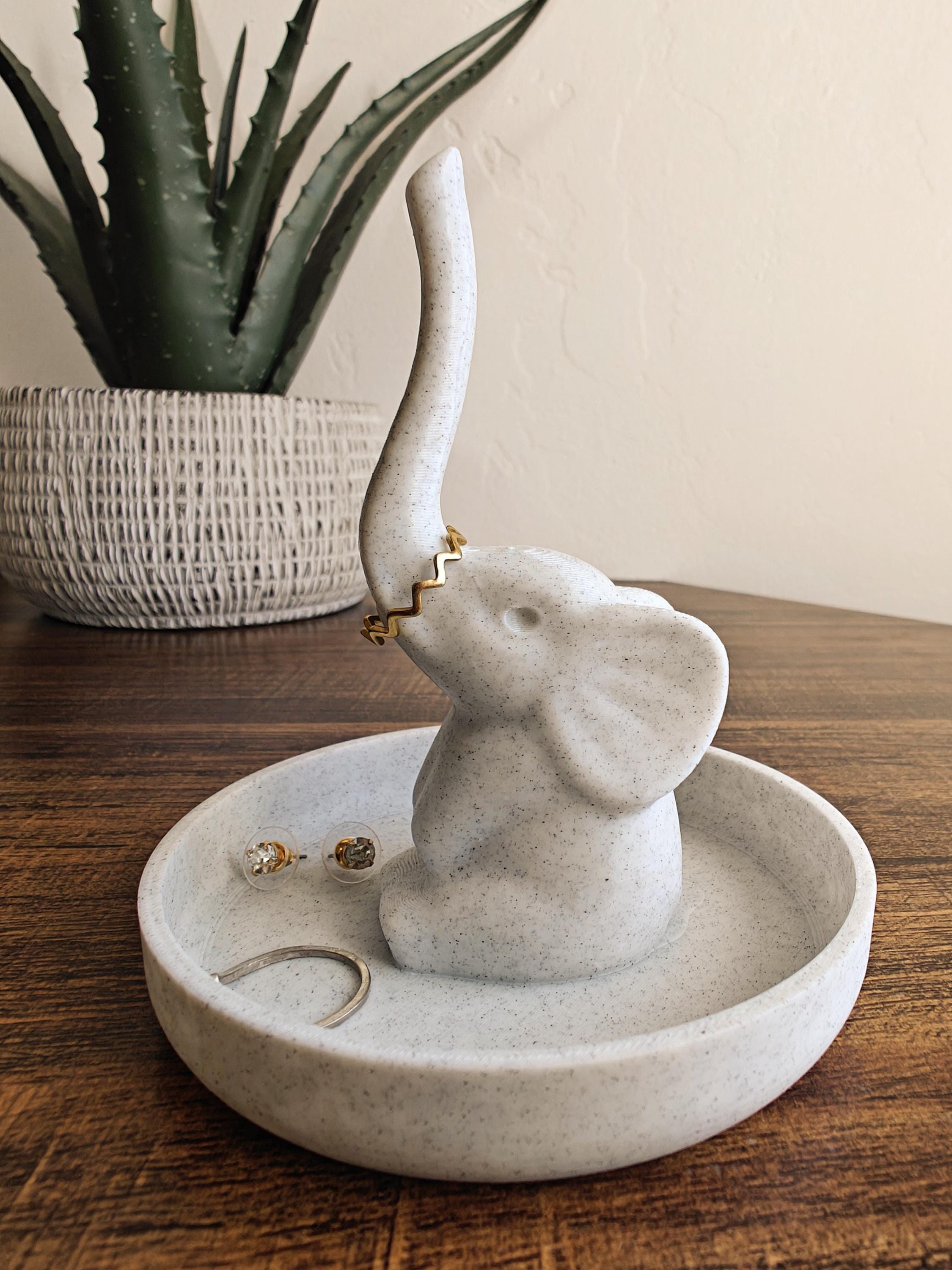 3D Printed Elephant Ring Holder With Tray | Elephant Decor | Jewelry ...