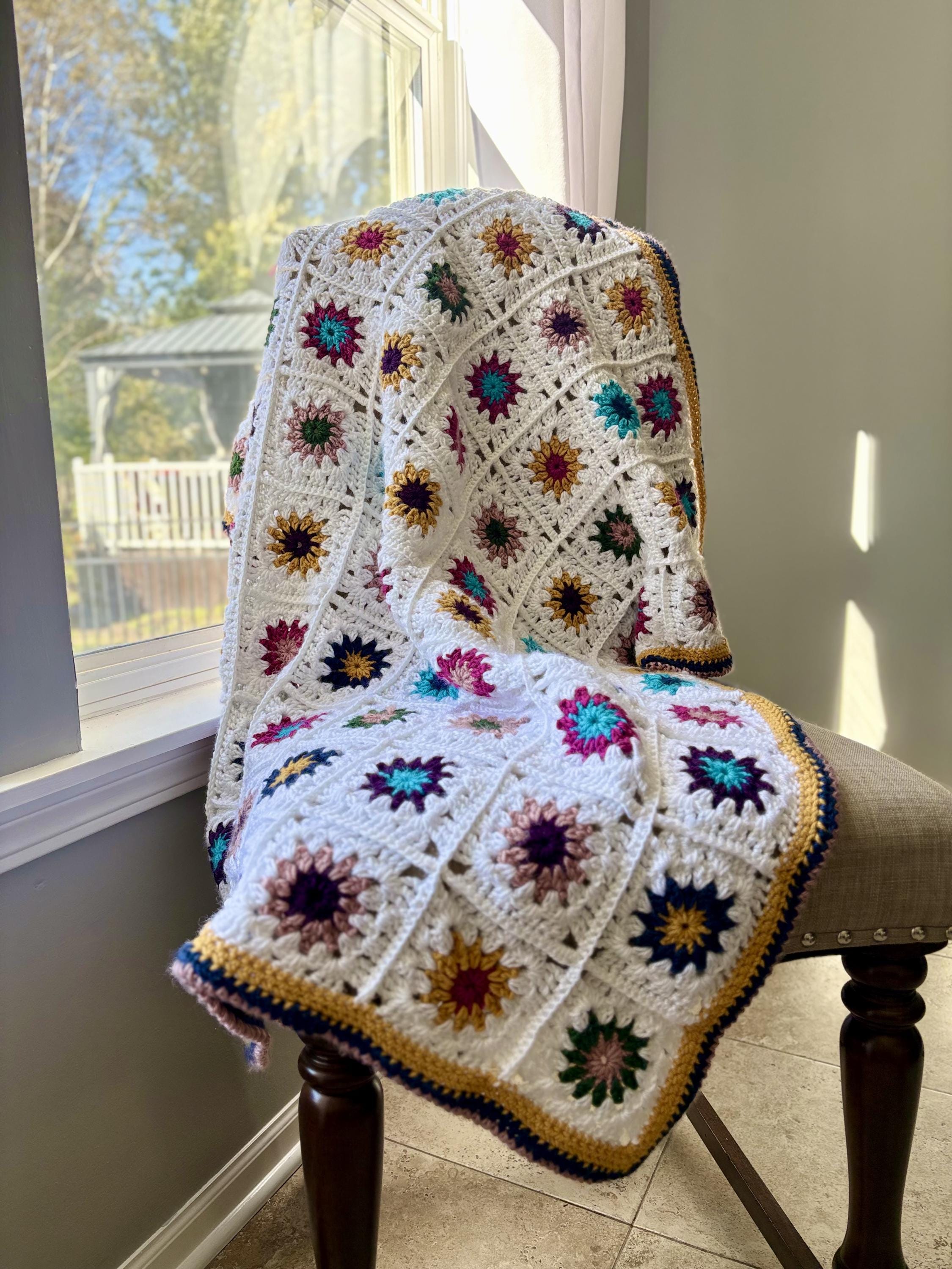 Floral Granny Square Afghan Crochet Pattern: Margie’s Magical Garden ...