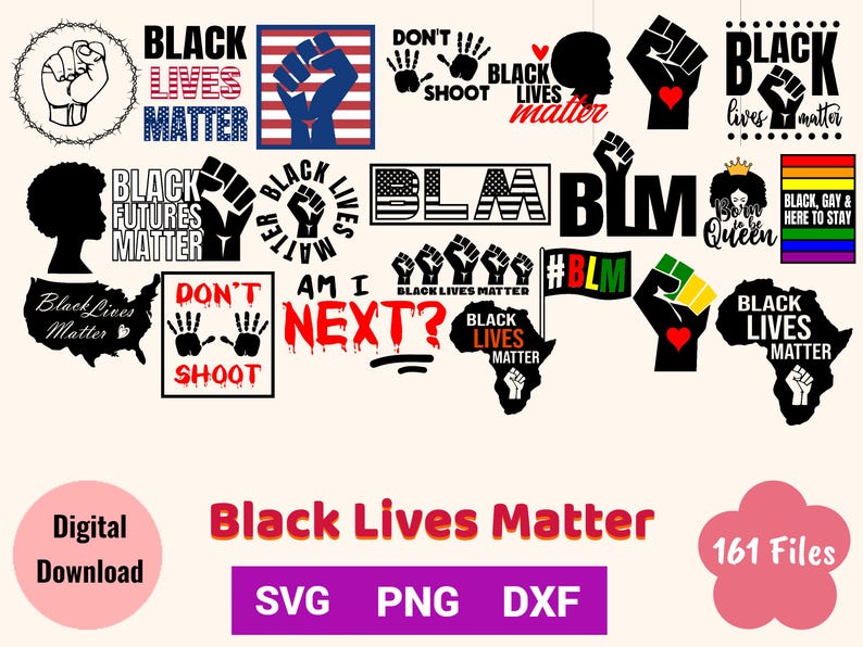162 Files Black Lives Matter Bundle PNG SVG DXF Graphic Designs ...