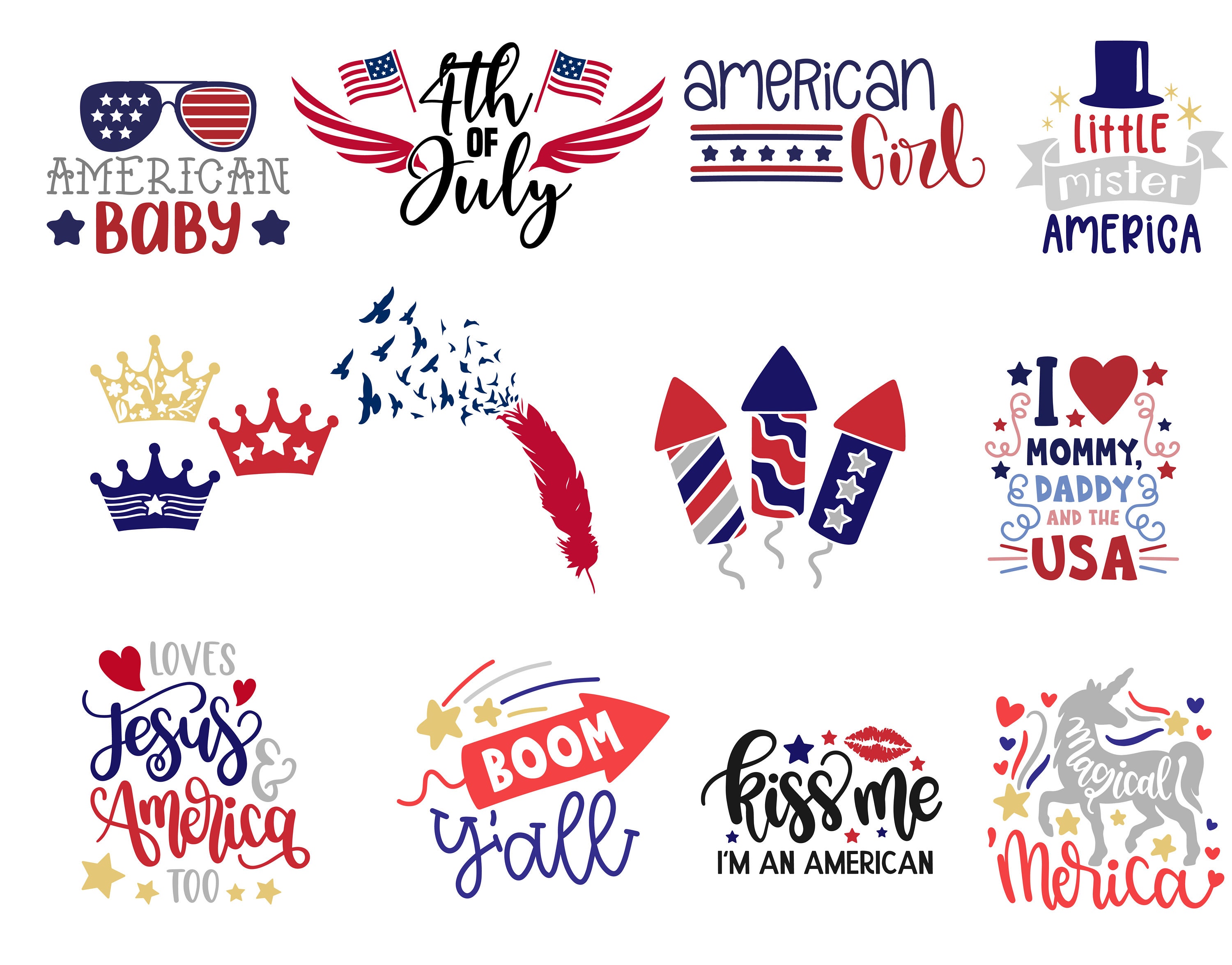 60 PNG Files 4th of July Bundle Design, Independence Day Designs ...