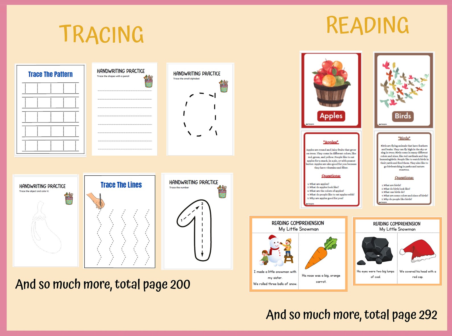 Preschool Kindergarten Learning Bundle, 4000+ Pages, Coloring, Numbers ...