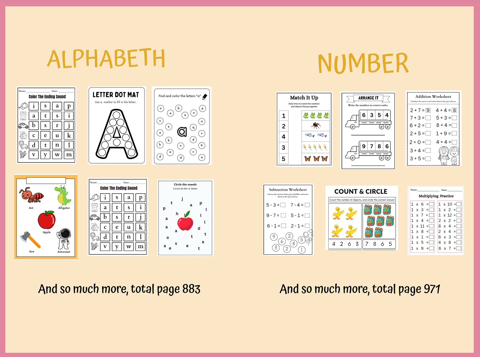 Preschool Kindergarten Learning Bundle, 4000+ Pages, Coloring, Numbers ...