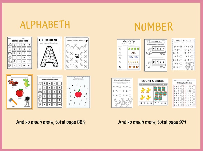 Preschool Kindergarten Learning Bundle, 4000+ Pages, Coloring, Numbers ...