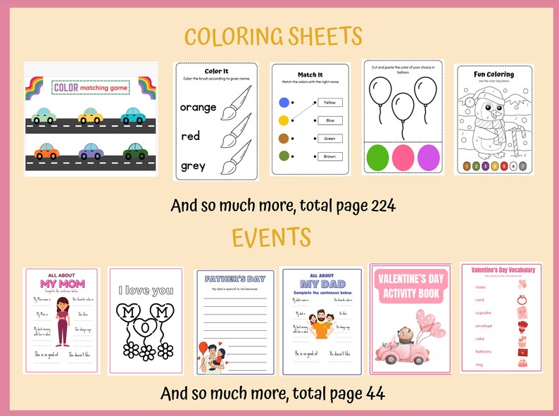 Preschool Kindergarten Learning Bundle, 4000+ Pages, Coloring, Numbers ...