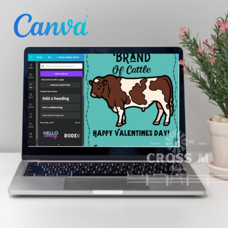 Cows Cattle Western Valentine's Day Cards Digital Template | 3.5"x4 ...