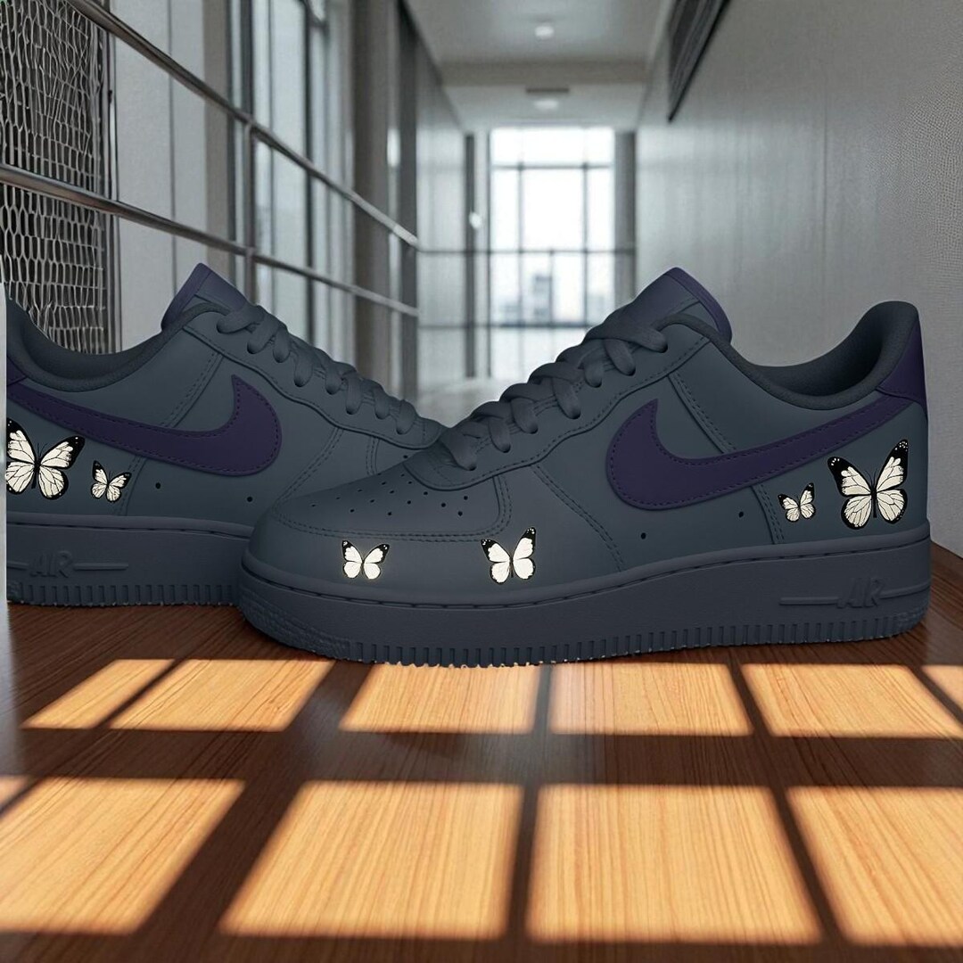 Reflective Butterfly Air Force 1 Custom Sneakers, Reflective Shoe Laces ...
