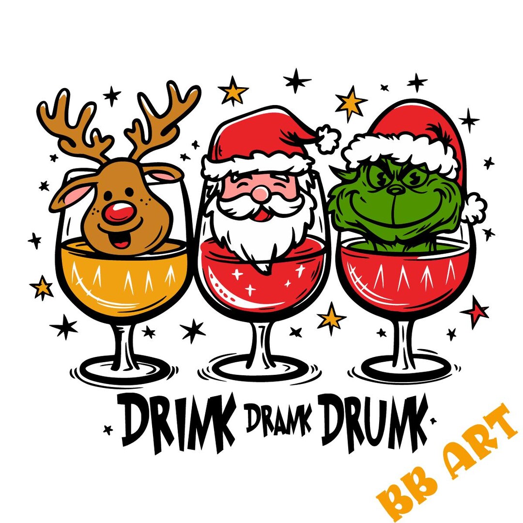 Drink Drank Drunk Christmas Funny Svg Design, Digital Download, Santa Reindeer Holiday Humor ...