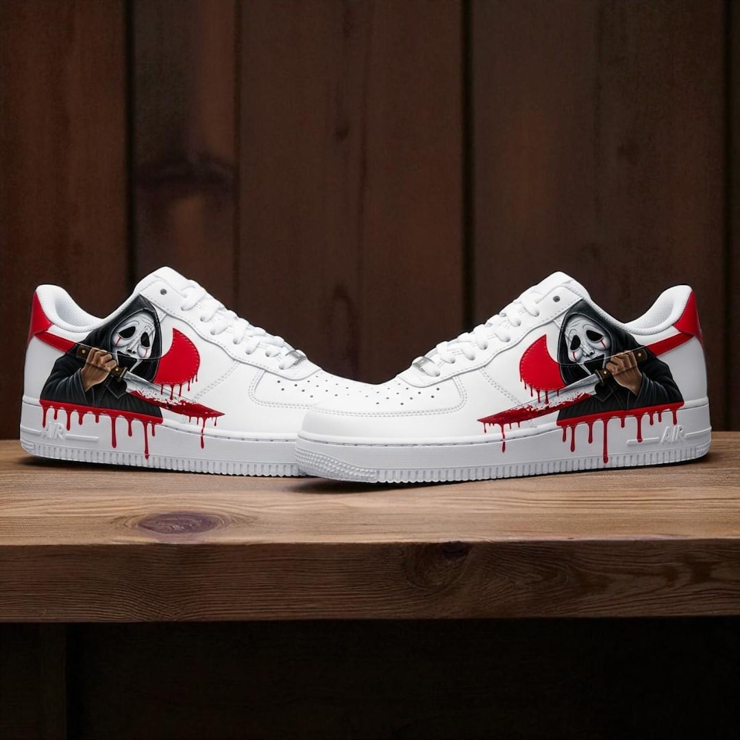 Ghostface Halloween Custom Nike Air Force 1, Horror Slasher AF1 Shoes ...