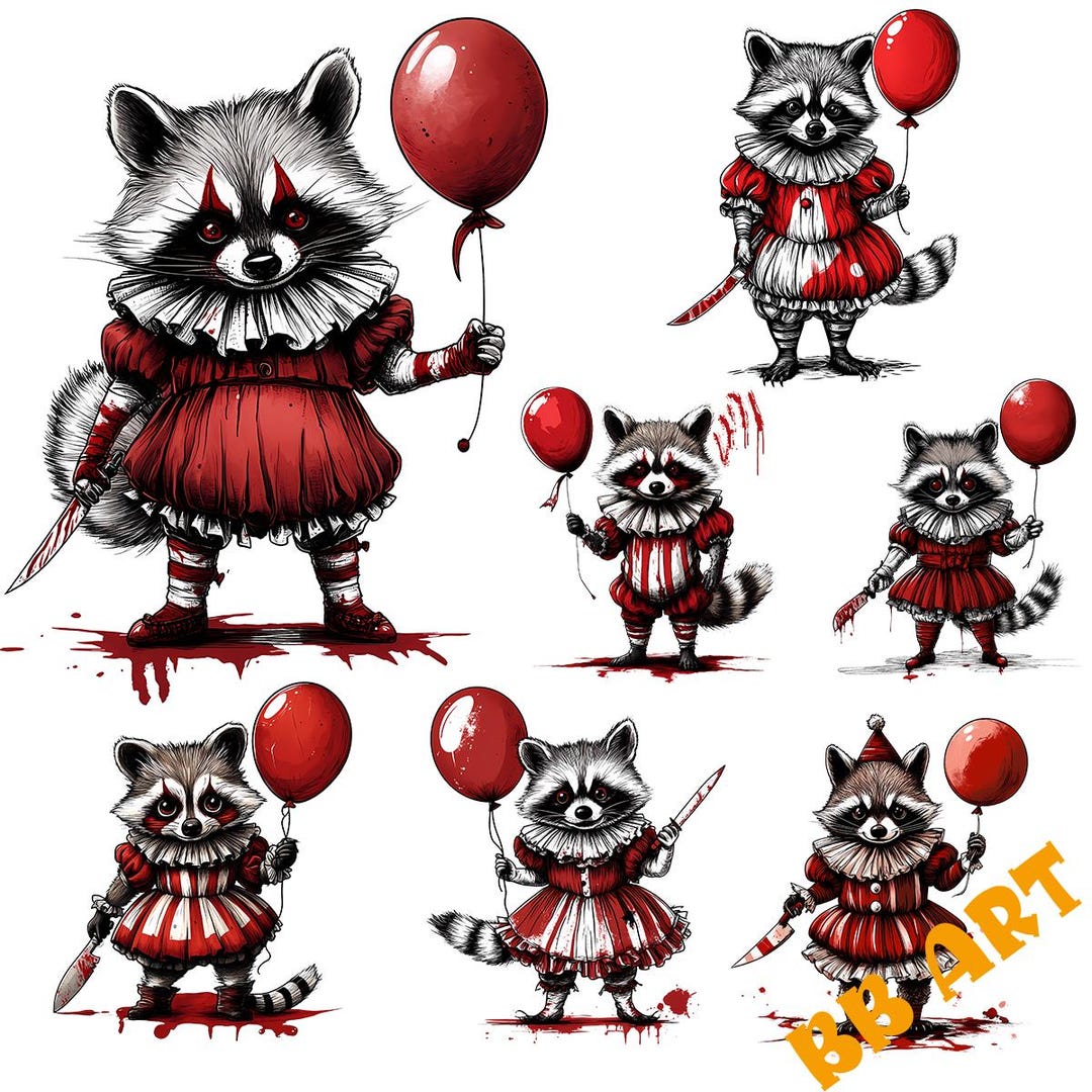 Raccoon Clown Bundle Png, Clown Png, Raccoon Png, Halloween Cosplay Png ...