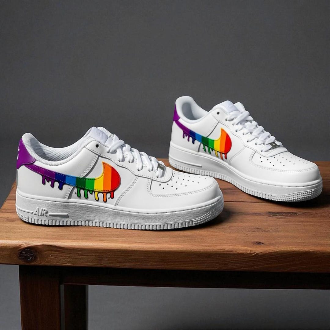 Rainbow Drip Custom Air Force 1 Sneaker, Custom Hand Painted Rainbow ...