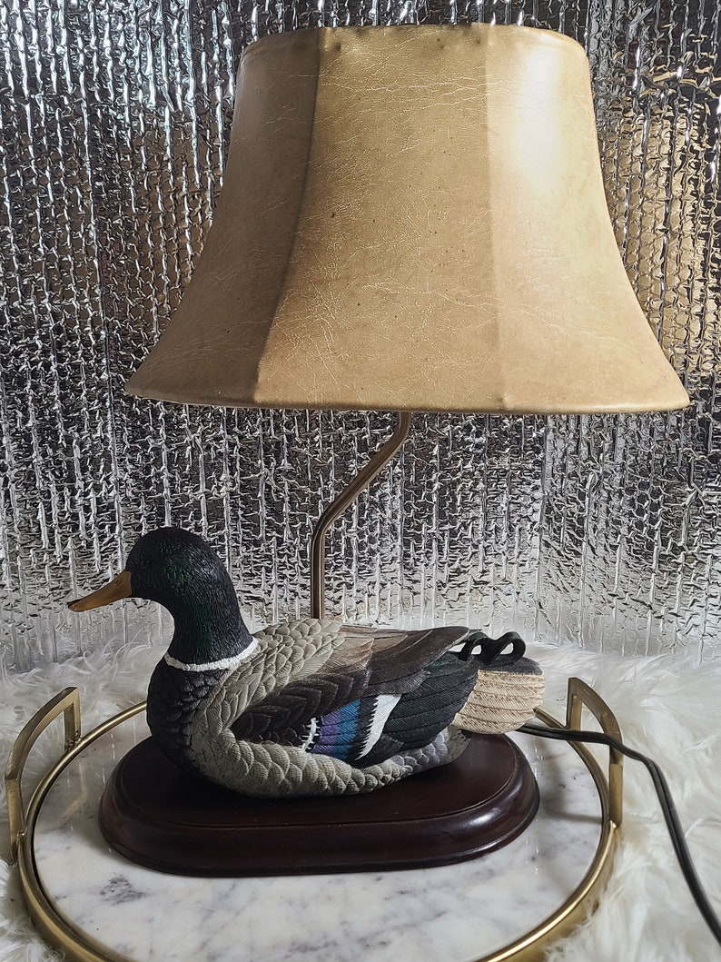 Rare Rustic Cabin Vintage Wooden Mallard Duck Decoy Desk Table Lamp ...