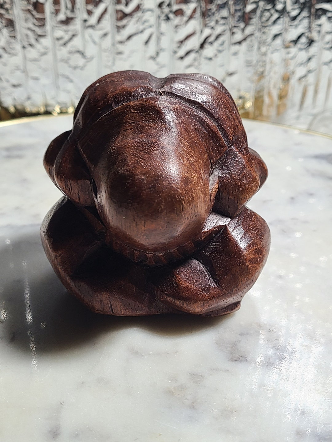 Vintage Handcrafted Wooden Weeping Buddha Sculpture Crying Monk Yogi ...